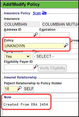 Map a Crossover Insurance to an Existing Insurance