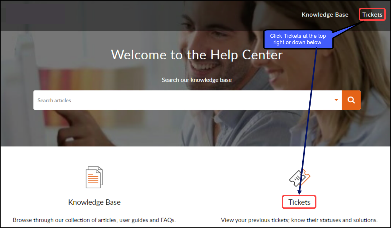 Open a Support Ticket/View Tickets