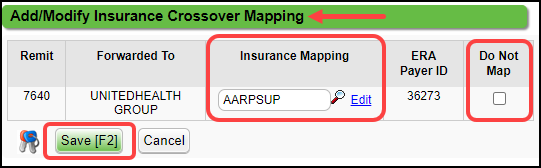 Map a Crossover Insurance to an Existing Insurance