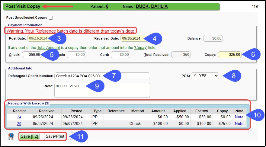 Patient Copay/Account Payment from Appointment