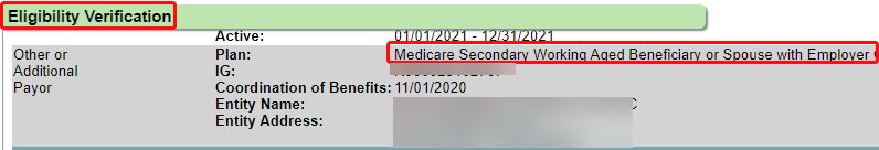 Medicare Secondary Payer Reason (MSP)