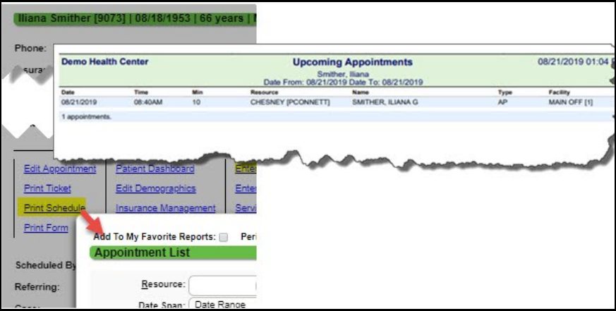 Appointment List Report