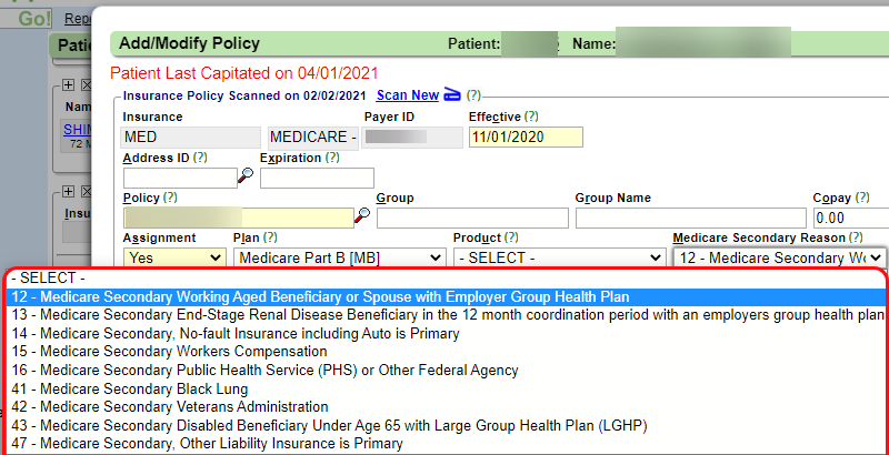 Medicare Secondary Payer Reason (MSP)