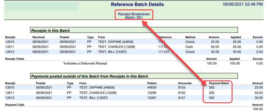 Reconcile Reference Batch Receipts