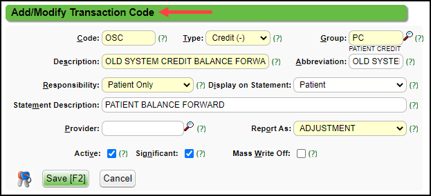 Old PM Patient Balances: Balance Forward