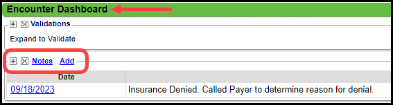 Encounter Notes Panel