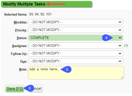 Modify or Complete One or Multiple Worklist Tasks