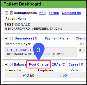 Enter a New Charge (Encounter) Manually
