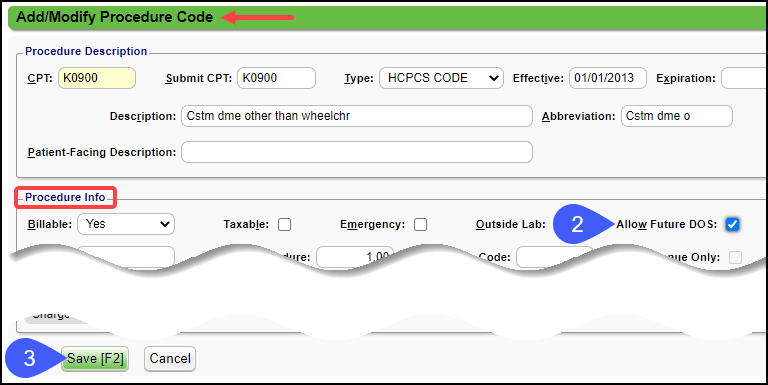 Add/Modify a Procedure Code (CPT®)
