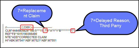 Send Replacement/Corrected Claim/Delayed Reason/Void