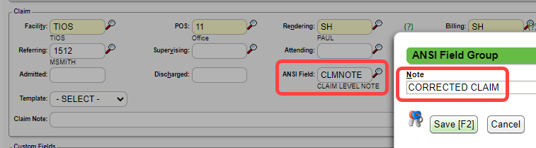Send Replacement/Corrected Claim/Delayed Reason/Void