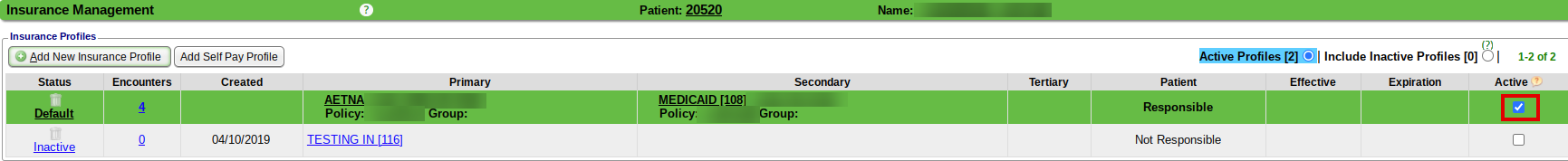 Default and Active Insurance Profiles